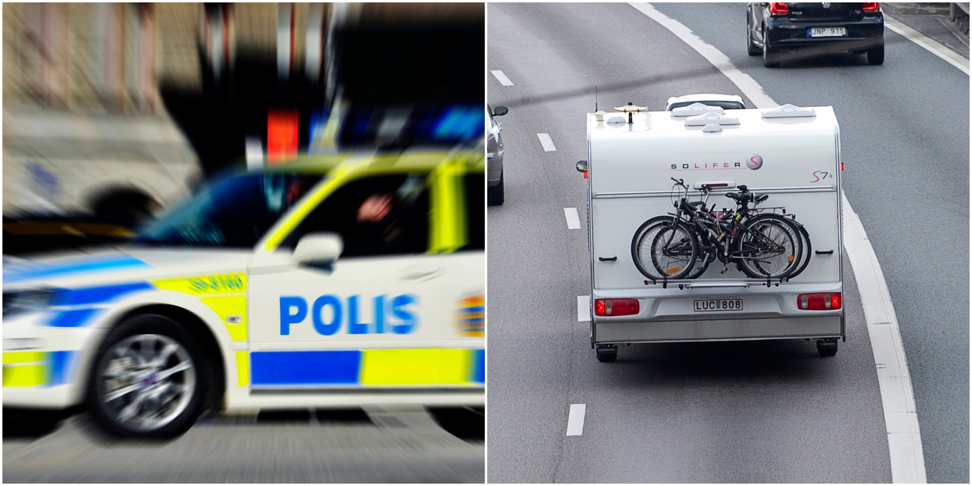 Husvagn tappade hjul på E4