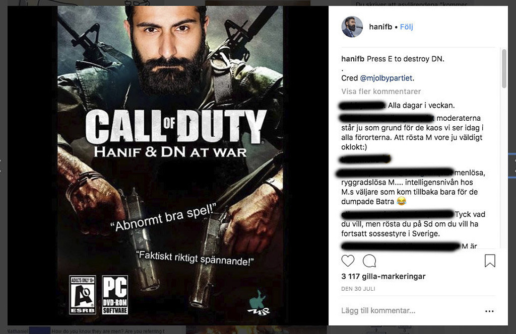 Hanif Bali raderade kritiserad vapenbild
